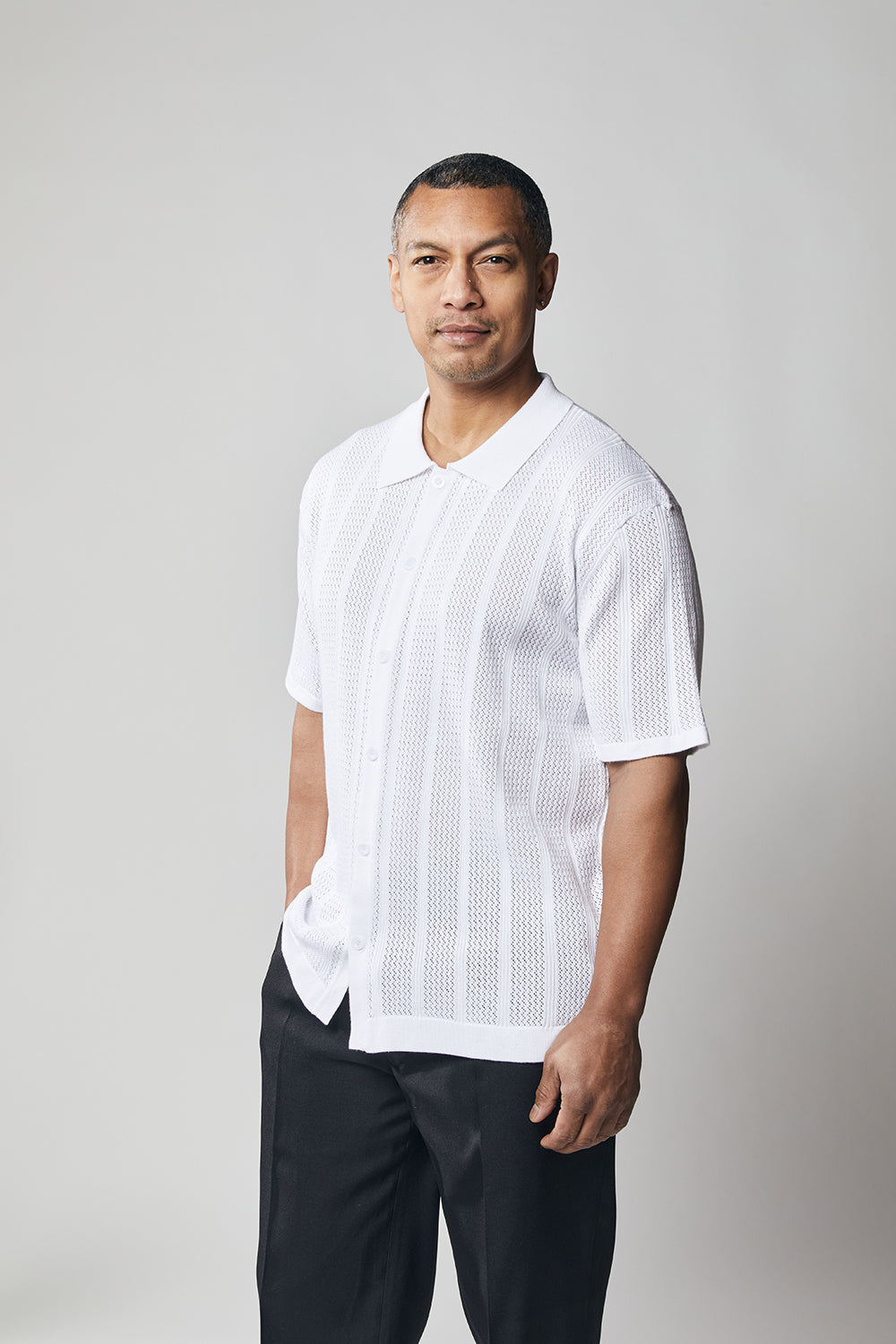 SilverSilk 91040 Short Sleeve Knit White